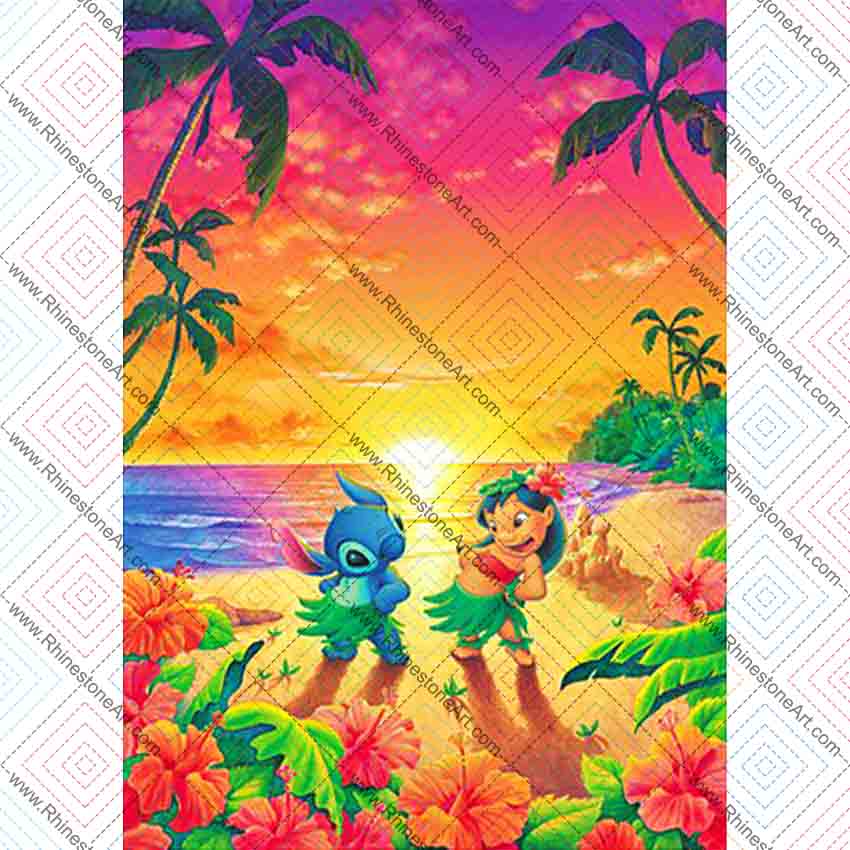 FULLY BEADED! LILO AND STITCH HULA 30*40cm – Rhinestone Art