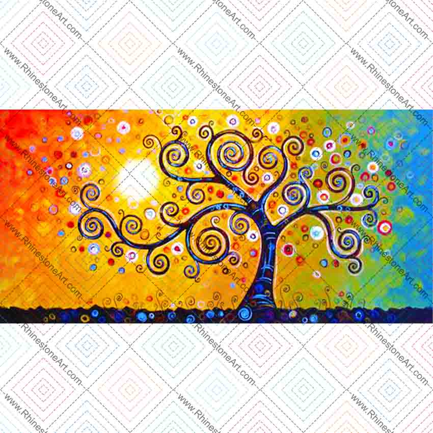 FULLY BEADED! ABSTRACT SUNRISE 35*70cm – Rhinestone Art