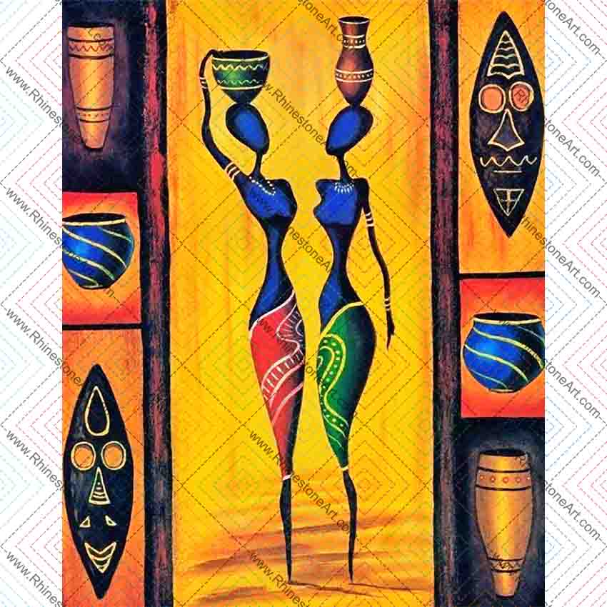 FULLY BEADED! ABSTRACT ETHNIC ART 40*50cm – Rhinestone Art