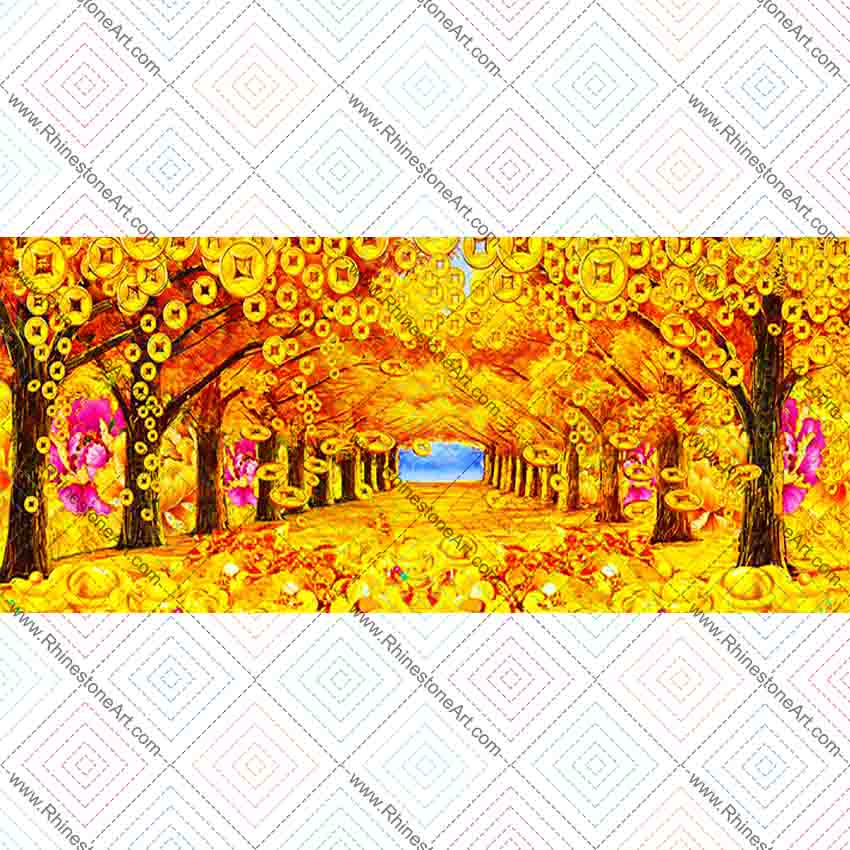 FULLY BEADED! GOLDEN MONEY PATHWAY 45*90cm – Rhinestone Art